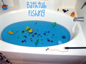 Bathtub Fishing- Make your own fishing game! - Artsy Momma