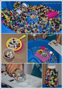 Playing and Learning with Bead Sensory Bins - Artsy Momma