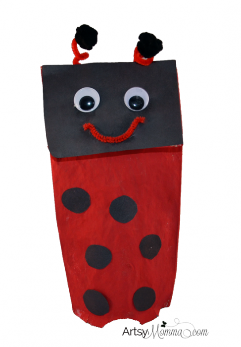 Easy Paper Bag Ladybug Puppet for Imaginative Play