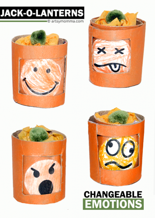 Fun Jack-o-lantern Craft with Changeable Emotions - Artsy Momma