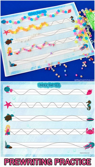 Printable Ocean Themed Prewriting Activities - Artsy Momma