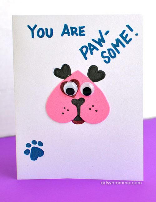 You Are PAW-some! Heart Shaped Puppy Card Idea - Artsy Momma